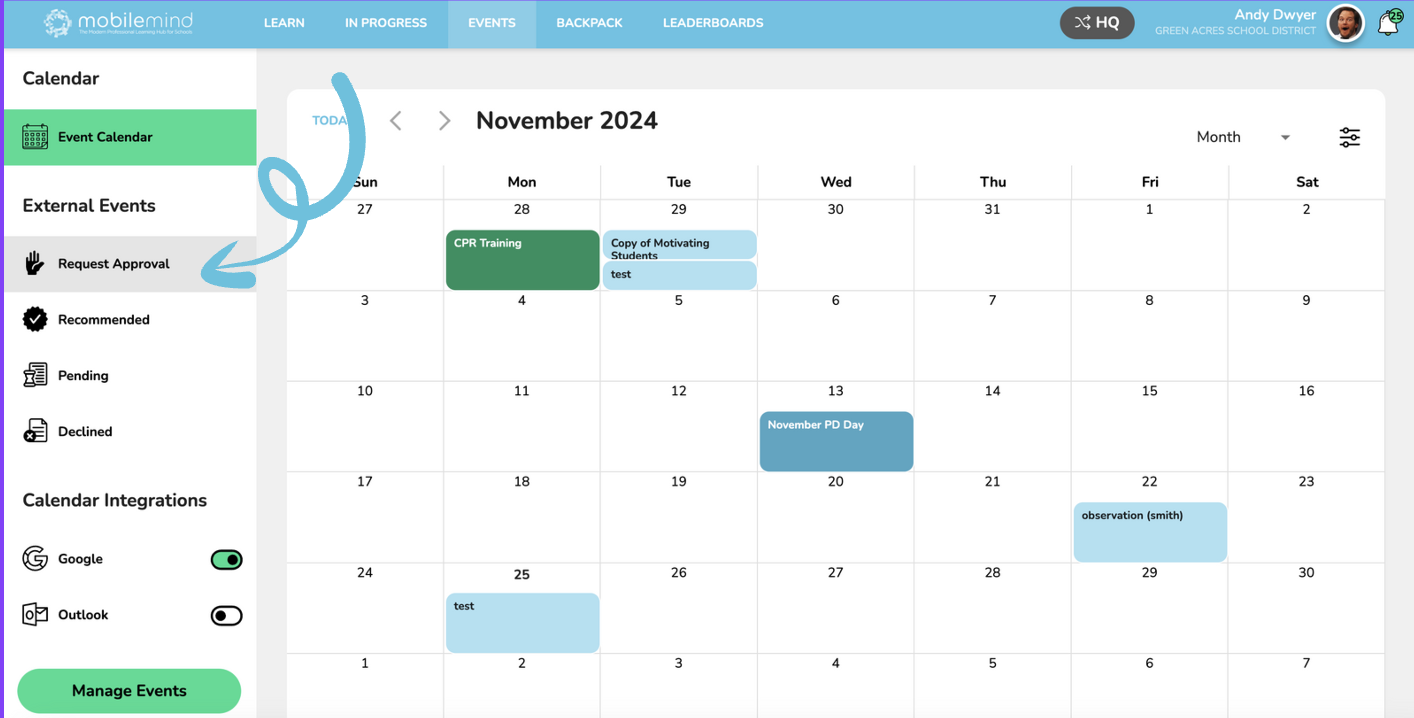 How will our learners request pre-approval for an event taking place ...