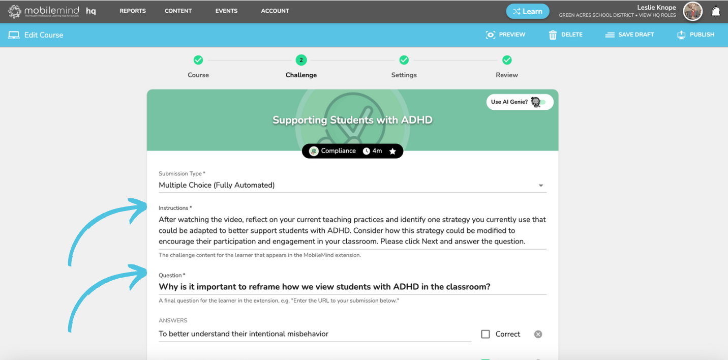 What types of submissions can we use for our courses?