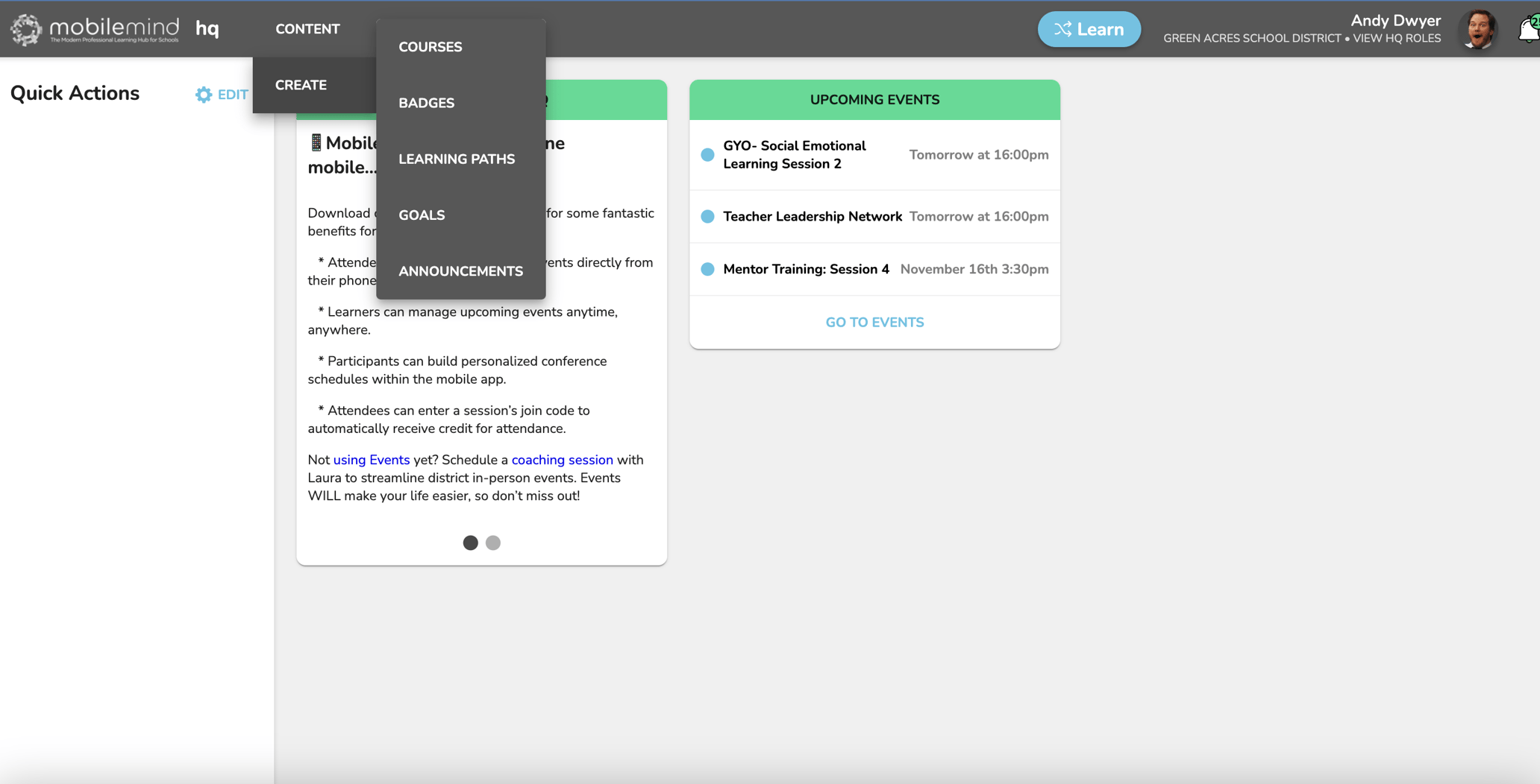 What does the dashboard look like for different HQ Roles?