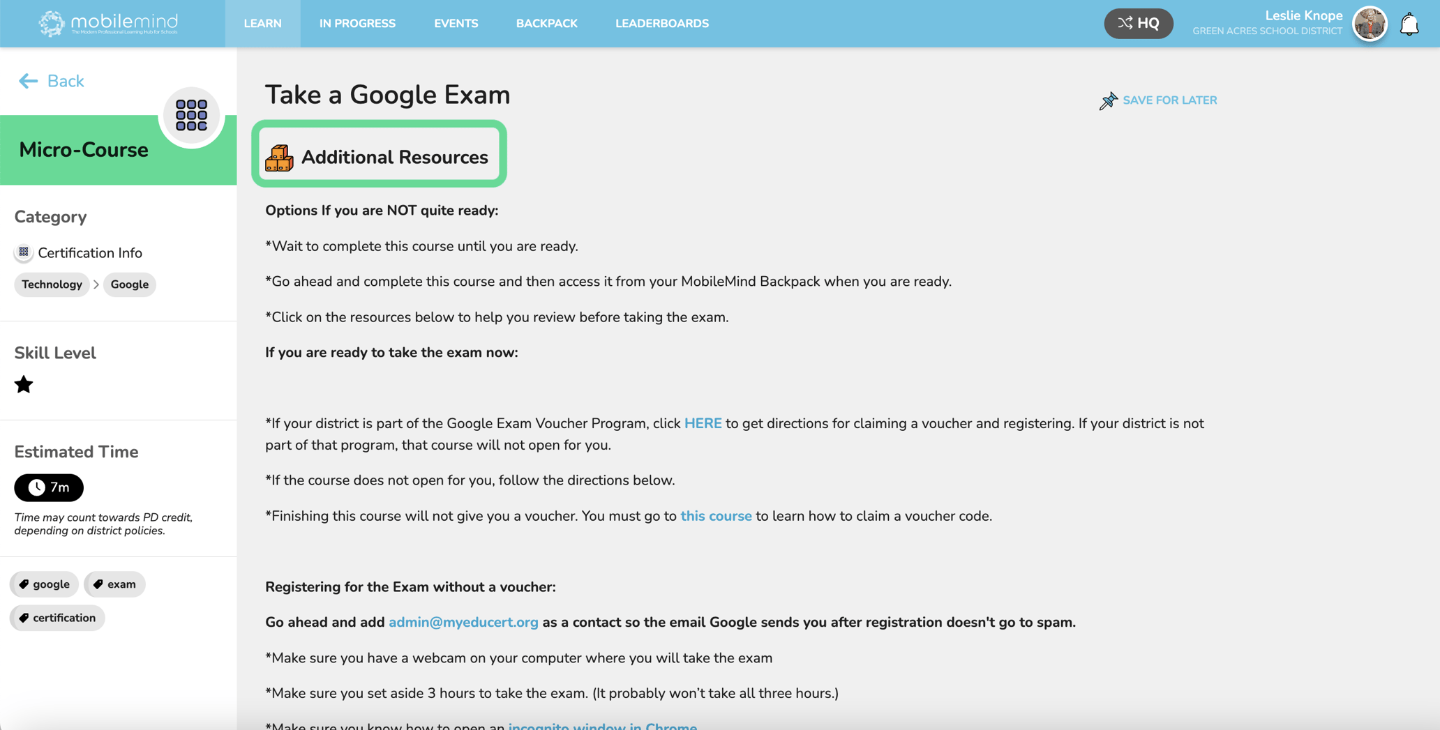How do you register to take a Google Exam?